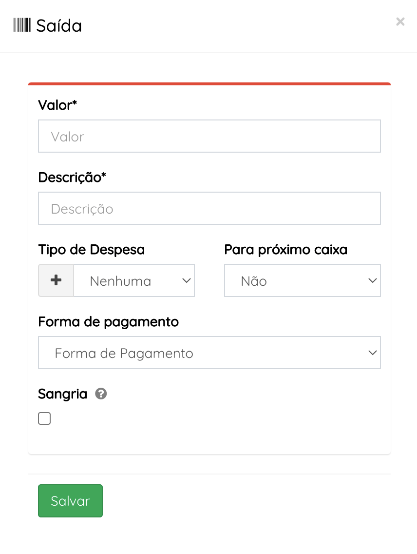 Lançamento de Despesas – AppBarber / AppBeleza